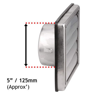 SPARES2GO Stainless Steel Square External Extractor Wall Vent Outlet ...