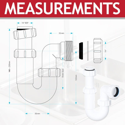 SPARES2GO Telescopic Sink P Trap Basin Swivel Plumbing Waste Pipe Kit ...