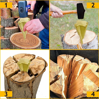 SPARES2GO Twisted Log Splitter 2.5KG 9" Steel Wedge + Maul Bomb Wood ...