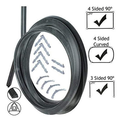 SPARES2GO Universal 3 & 4 Sided Oven Cooker Door Seal Kit (with 85g Glue Sealant)