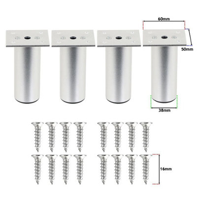 SPARES2GO UNIVERSAL ADJUSTABLE FURNITURE FEET 4.5" SILVER WARDROBE ...