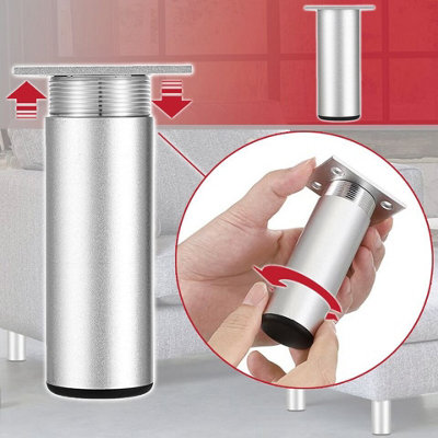 SPARES2GO Universal Adjustable Furniture Feet 4.5" Silver Wardrobe ...