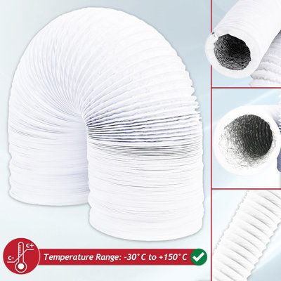 SPARES2GO Universal Air Con Vent Hose 6" x 2.5m PVC Aluminium Foil ...