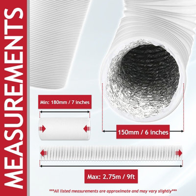 SPARES2GO Universal Air Con Vent Hose PVC Aluminium Foil Insulated ...