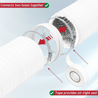 SPARES2GO Universal Air Con Vent Hose PVC Aluminium Foil Insulated ...