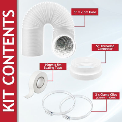 SPARES2GO Universal Cooker Hood Extractor Vent Hose PVC Aluminium Foil ...
