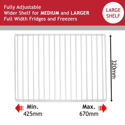 SPARES2GO Universal Large Fridge Freezer Shelf Adjustable White Plastic ...