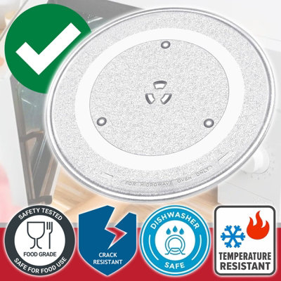 SPARES2GO Universal Microwave Turntable Plate 6 Lug Fixing Y Type Glass Dish Tray (11" / 28.5cm ...