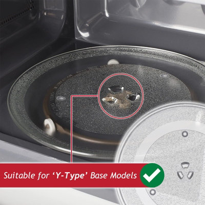 SPARES2GO Universal Microwave Turntable Plate 6 Lug Fixing Y Type Glass Dish Tray (11" / 28.5cm ...