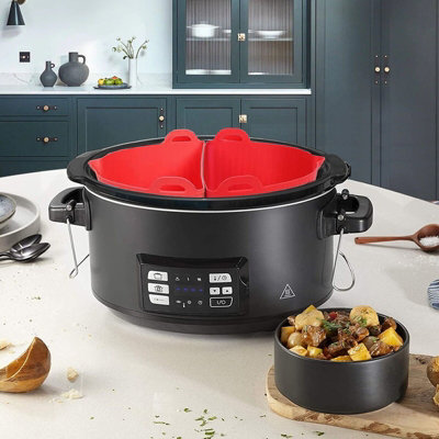 SPARES2GO Universal Round Silicone Slow Cooker Liner Basket Protector ...