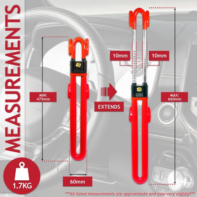 SPARES2GO Universal Steering Wheel Lock Adjustable Extendable High ...