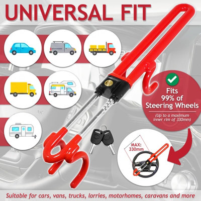 SPARES2GO Universal Steering Wheel Lock Adjustable Extendable High ...