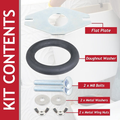 SPARES2GO Universal Toilet Cistern Close Coupling Fixing Kit Flat Metal ...