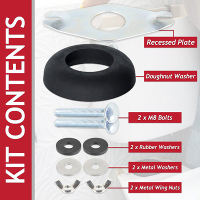SPARES2GO Universal Toilet Cistern Close Coupling Fixing Kit Recessed ...