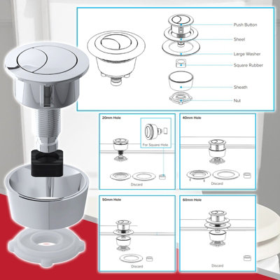 SPARES2GO Universal Toilet Cistern Dual Flush Push Button Kit for 20mm ...