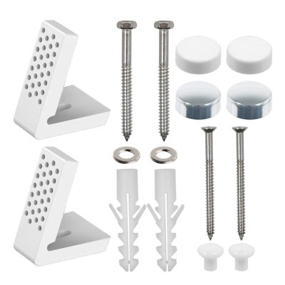 SPARES2GO Universal Toilet Fixing Kit (Angled Pan Floor Bracket ...