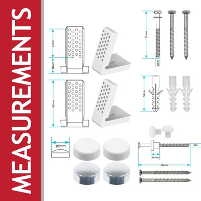 SPARES2GO Universal Toilet Fixing Kit (Angled Pan Floor Bracket ...