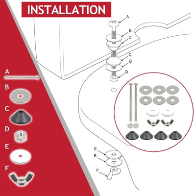SPARES2GO Universal Toilet Fixing Kit (Angled Pan Floor Bracket ...