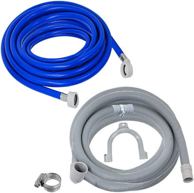 SPARES2GO Universal Washing Machine / Dishwasher Fill Hose + Drain Hose ...