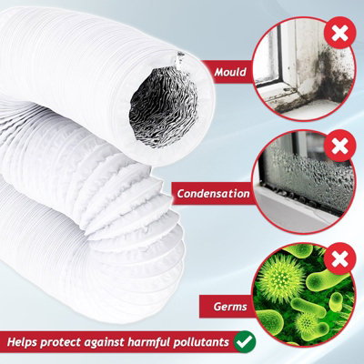 SPARES2GO Vent Hose for Bush Tumble Dryer PVC Aluminium Foil Insulated ...