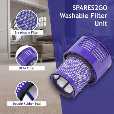 SPARES2GO Washable Filter Unit compatible with Dyson V10 SV12 Cyclone ...