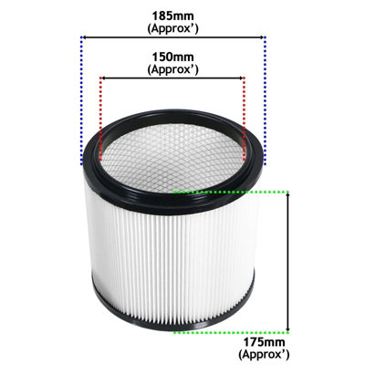 SPARES2GO Wet & Dry Cartridge Filter compatible with Lidl Parkside 20L ...