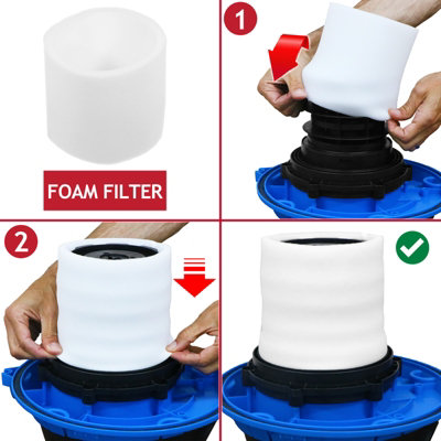 SPARES2GO Wet & Dry Cartridge Filter + Foam Sleeve compatible with Lidl ...