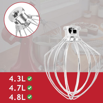 SPARES2GO Whisk for KitchenAid 4.3L 4.7L 4.8L Tilt Head Stand Mixer K45 ...
