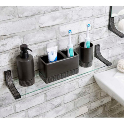 Sparkle Matt Black Bathroom Shelf | DIY at B&Q