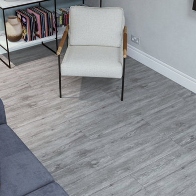 SPC Flooring Frosted Grey Easy Click, 1220mm x 180mm x 5mm, Pack of 10 ...