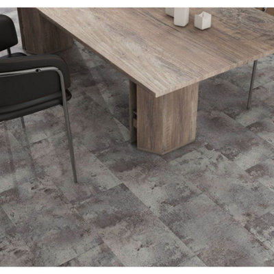 SPC Vinyl Click Flooring Tile 610mm x 305mm Grey Marble Waterproof 5 ...