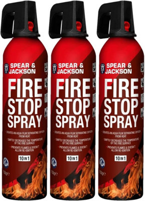 Spear and Jackson - 3 x 750g Fire Stop Spray - For Home, Kitchen, Car, Caravan, Camping - 10 in ...