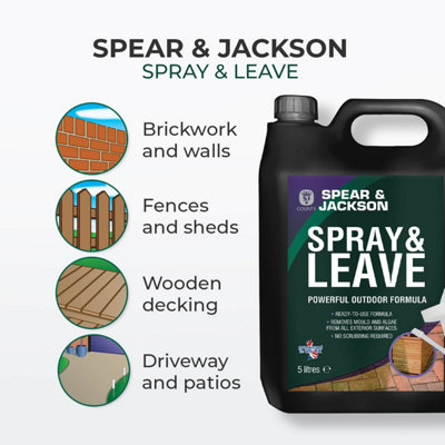 Spear and Jackson Spray and Leave Patio Cleaner - 5L Patio Cleaner with ...