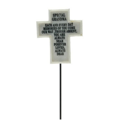 Special Grandma White Memorial Cross Pick