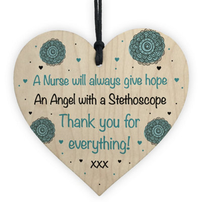 Special Thank You Gift For NHS Nurse Wooden Heart Hospital Gift Carer ...