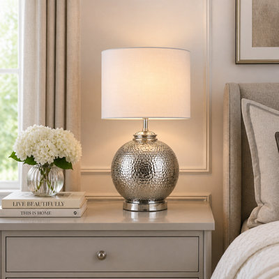 Specter 55cm Silver Glass Table Lamp | DIY at B&Q