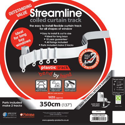 Speedy 3.5m BENDABLE CURTAIN TRACK FOR STRAIGHT & BAY WINDOW RAIL Top ...