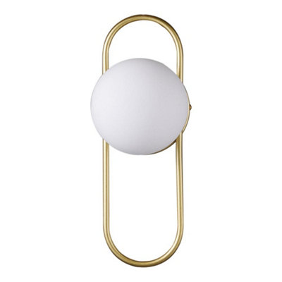 Spherical Glass Shade Wall Light Single-Light in Gold, Bulb Not ...