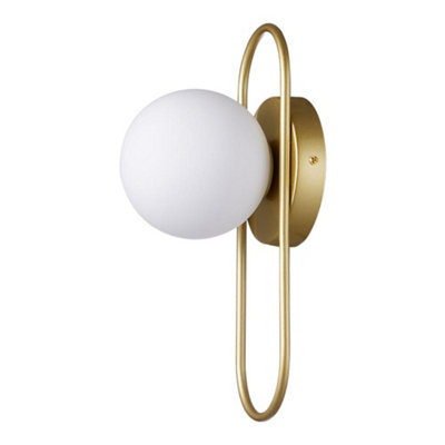 Spherical Glass Shade Wall Light Single-Light in Gold, Bulb Not ...