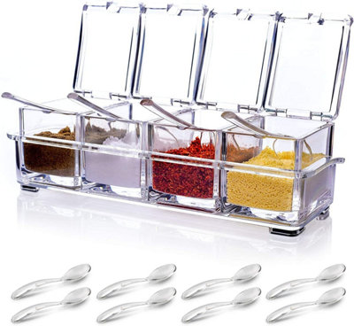 Spice Box 4-Piece Containers Storage Set - Seasoning Jars for Herbs ...