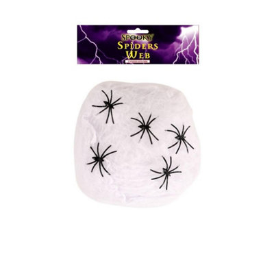 Spider Web Decoration with 5 Plastic Spiders