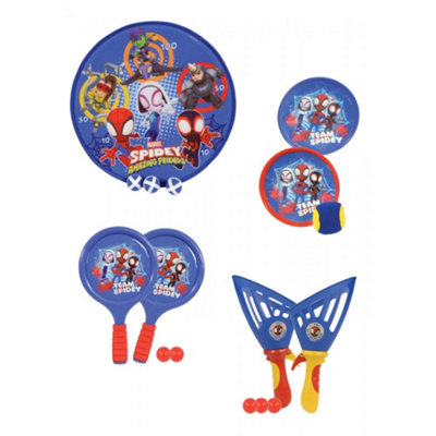 Spidey & Friends 4 in 1 Bumper Garden Games Box Pop Ball & Sticky Catch ...