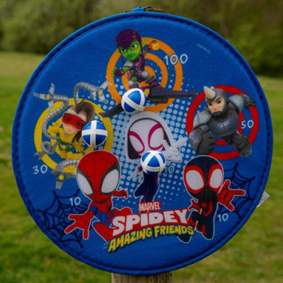 Spidey & Friends 4 in 1 Bumper Garden Games Box Pop Ball & Sticky Catch ...