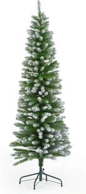 Spinky Snow Flocked Pencil Christmas Tree - 5ft/150cm