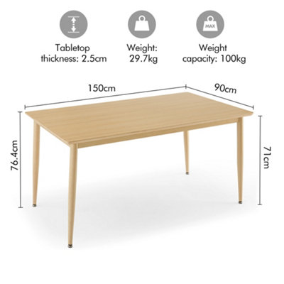 Spinningfield Dining Table, 6 Seater Table for Dining Room, Rectangular ...