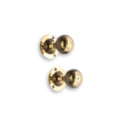 SPIRA BRASS Hammered Ball Mortice Door Knob Aged Brass