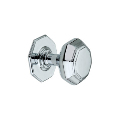 SPIRA BRASS Octagonal Centre Door Knob Polished Chrome