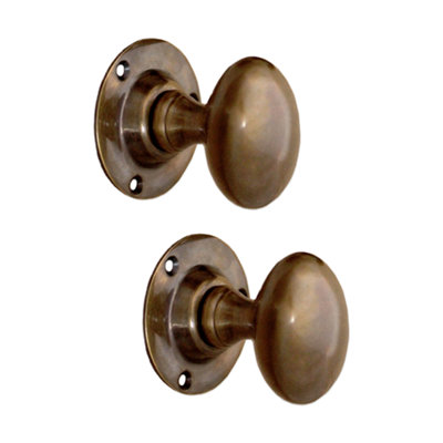SPIRA BRASS Oval Mortice Door Knob Antique