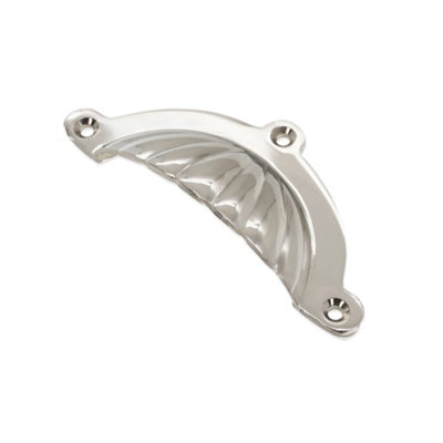 SPIRA BRASS Shell Drawer Cup Pull Polished Nickel