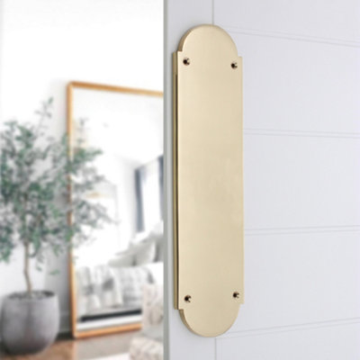 SPIRA BRASS Victorian Half Round Finger Plate 300mm Polished Brass